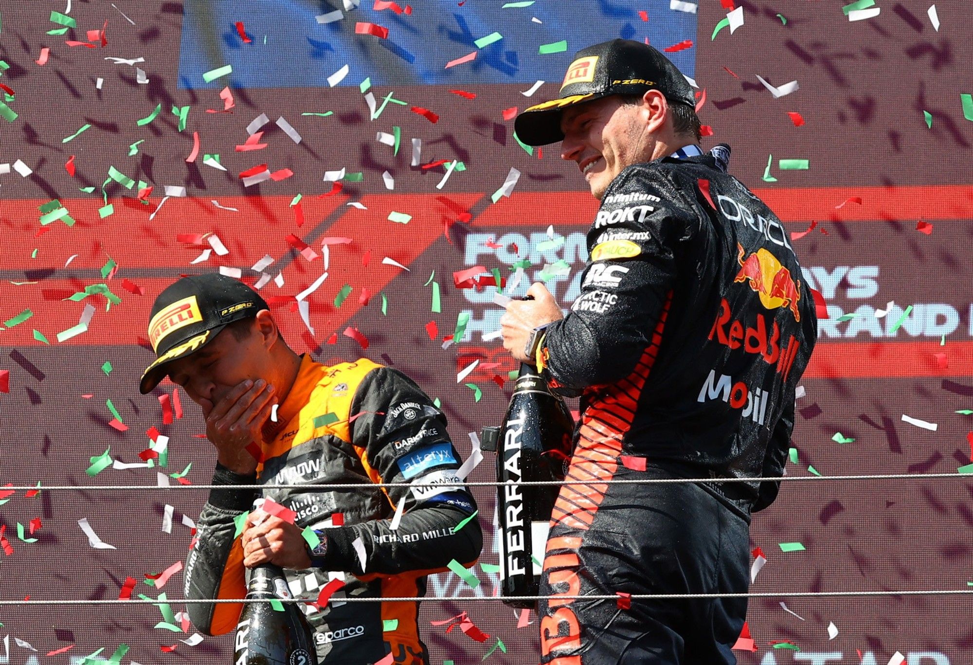 Red Bull and McLaren see the funny side after Norris breaks Verstappen’s trophy