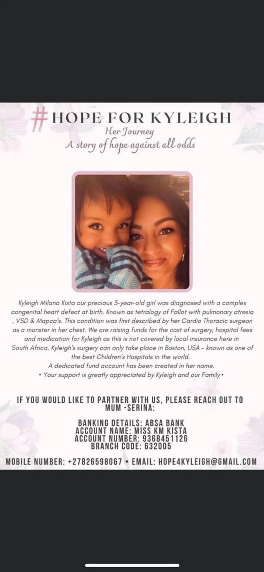 Hope for Kyleigh: Family desperately raising nearly R5m to save 3-year ...