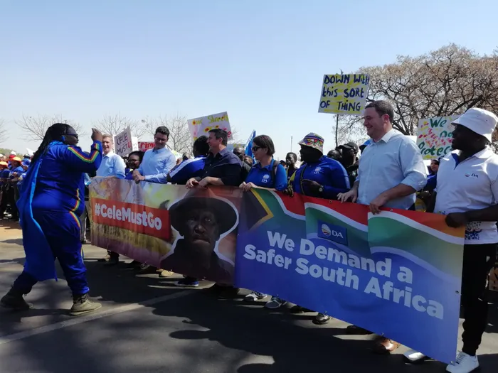 DA supporters march to Cele’s office to demand that he step down