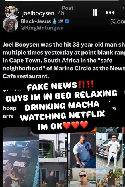 ‘IT’S NOT JOEL’ - Booysen is alive and kicking amid fake news of News ...