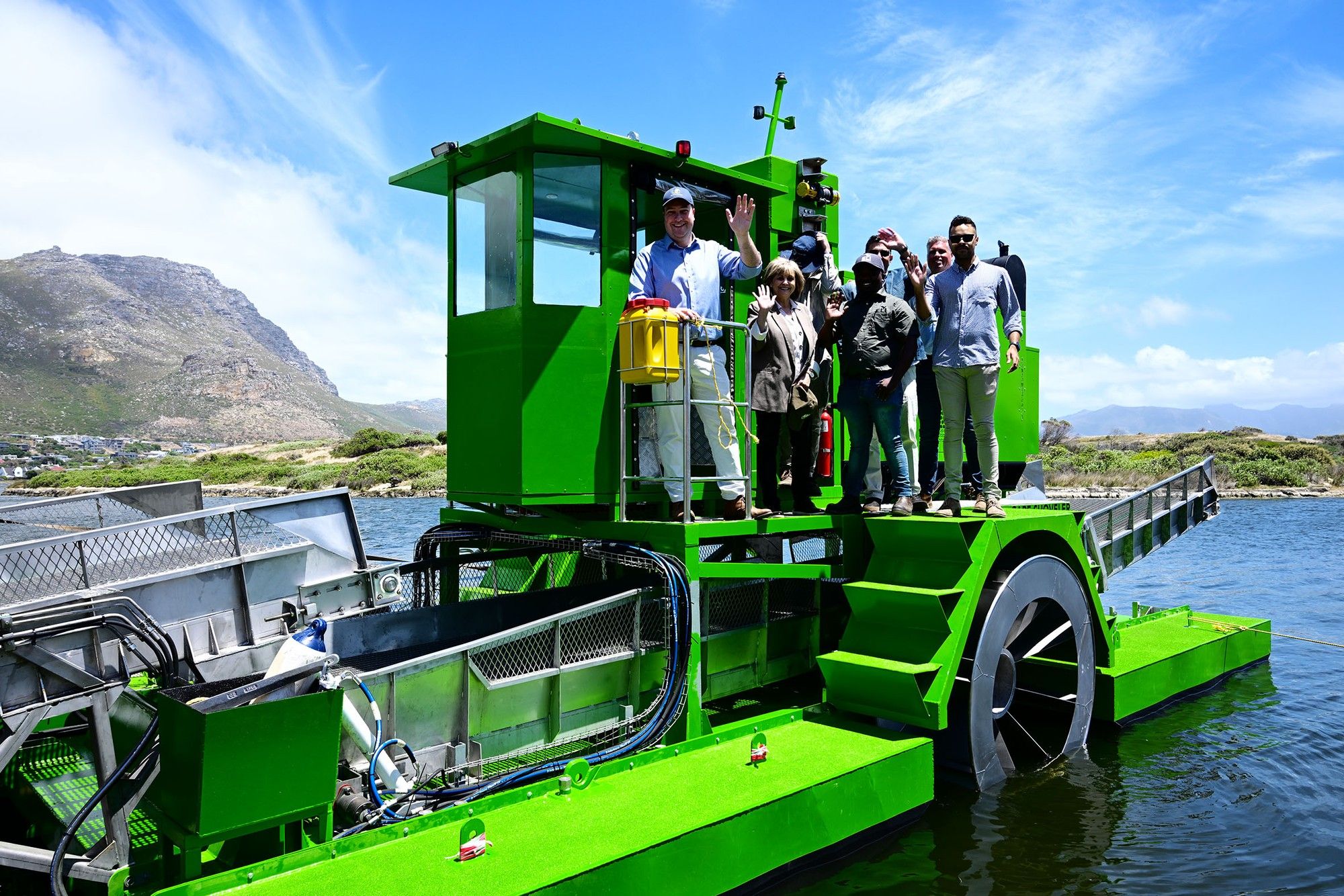 First of three weed harvesting boats for Zandvlei, named Cape Shoveler ...