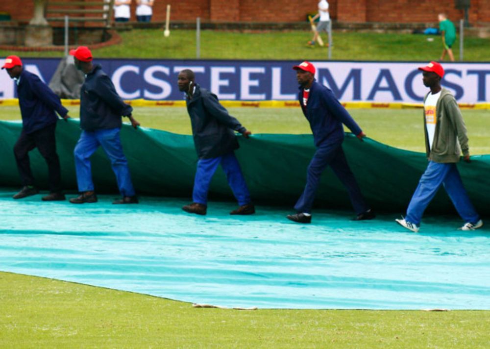 Wet outfield delays play in PE