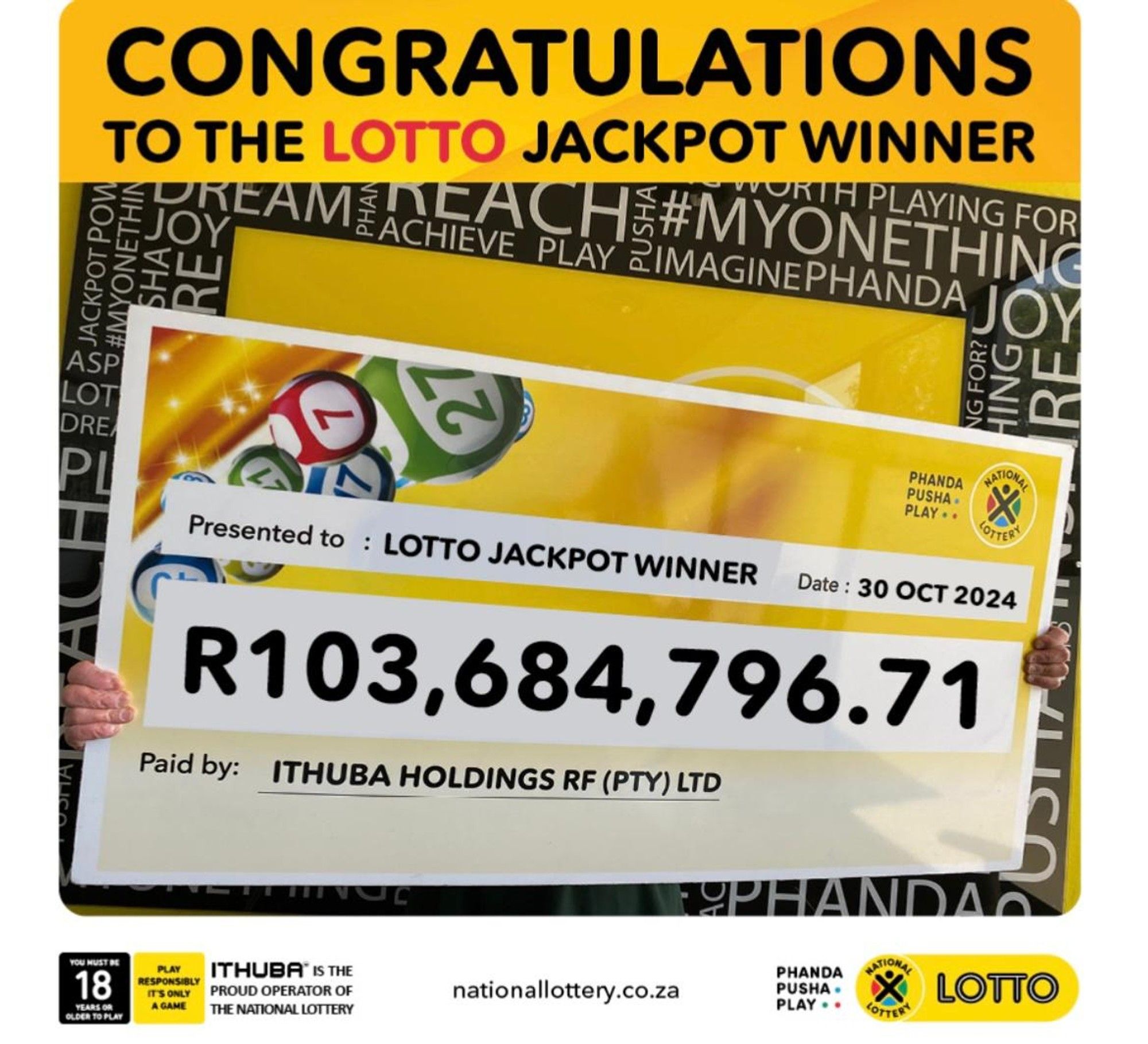 ‘When I received the call from the bank, I burst into tears’- woman claims R103million Lotto jackpot