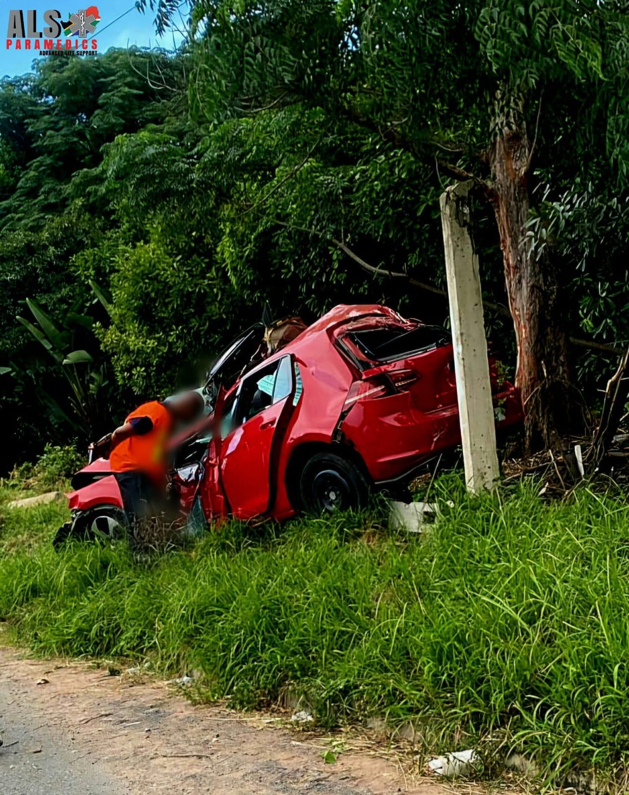 Lucky escape as VW Golf GTI smashes into tree in Durban horror crash