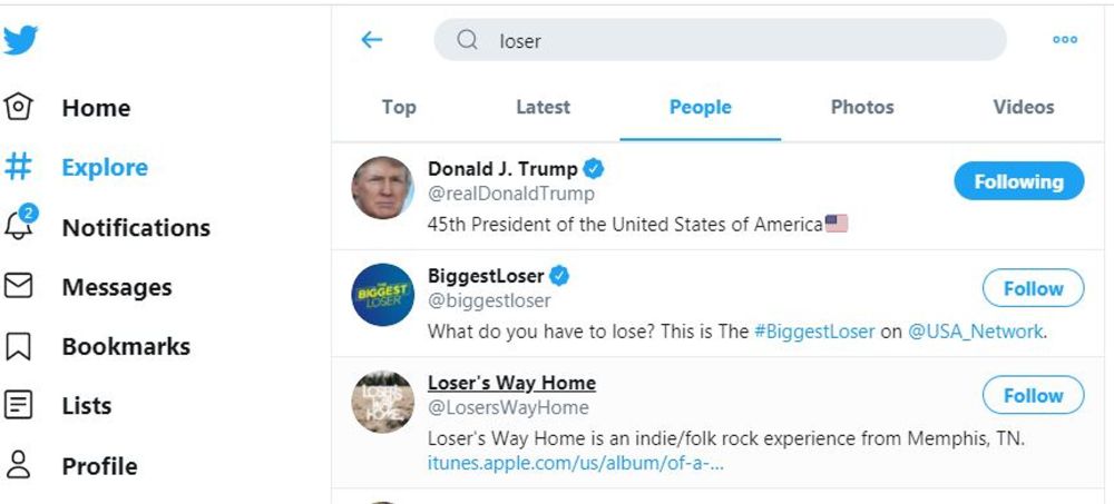 The tweets have spoken: Twitter search links Donald Trump to 'loser'