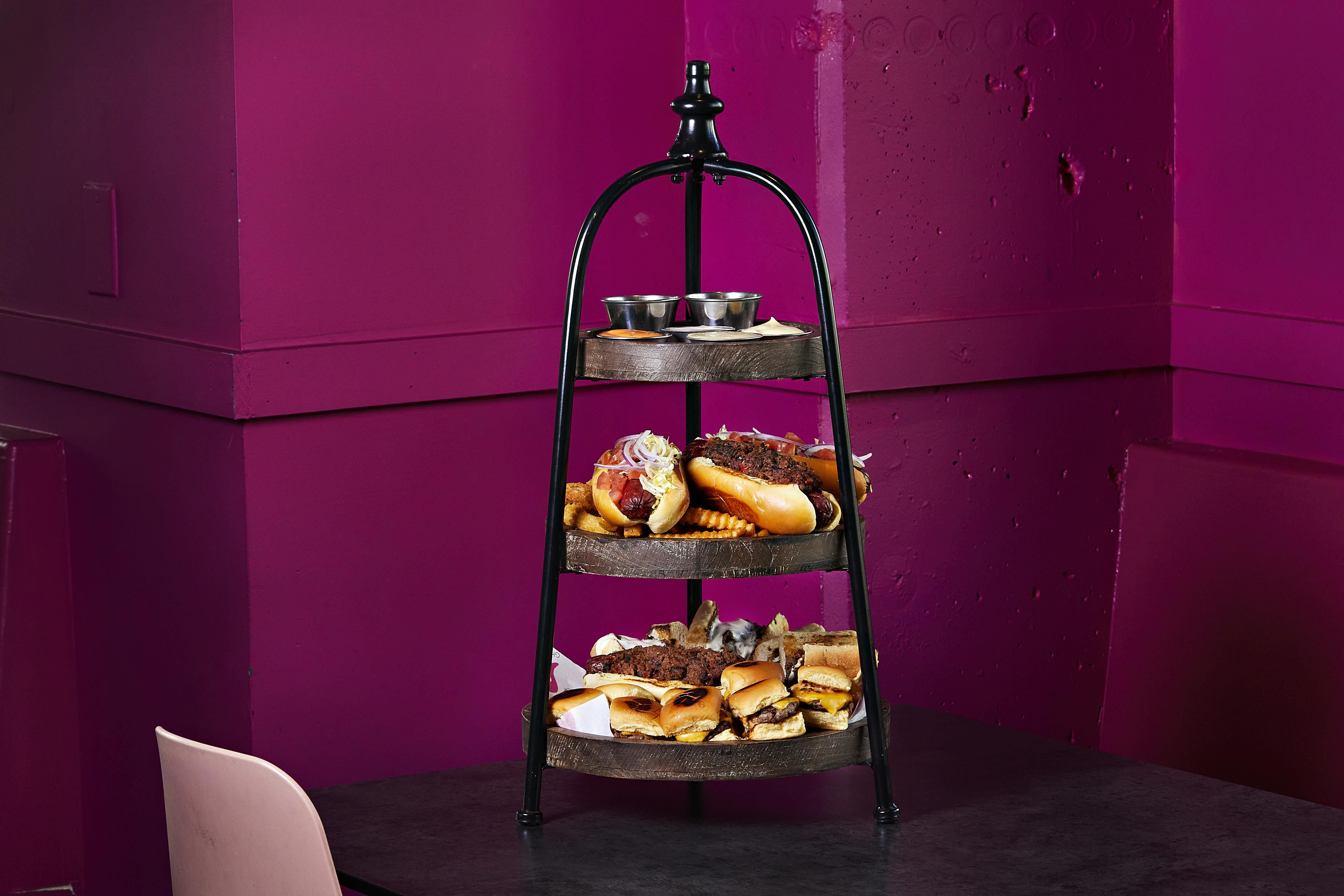 Hot dog towers... the decadent treat for our turbulent times