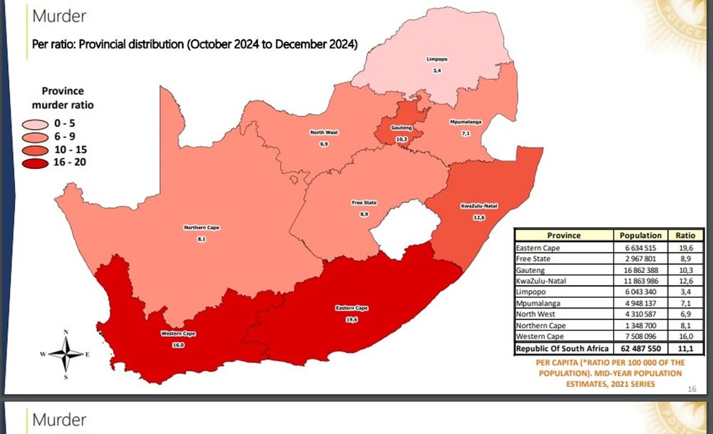 South Africa’s crime statistics reveal alarming gun-related murders