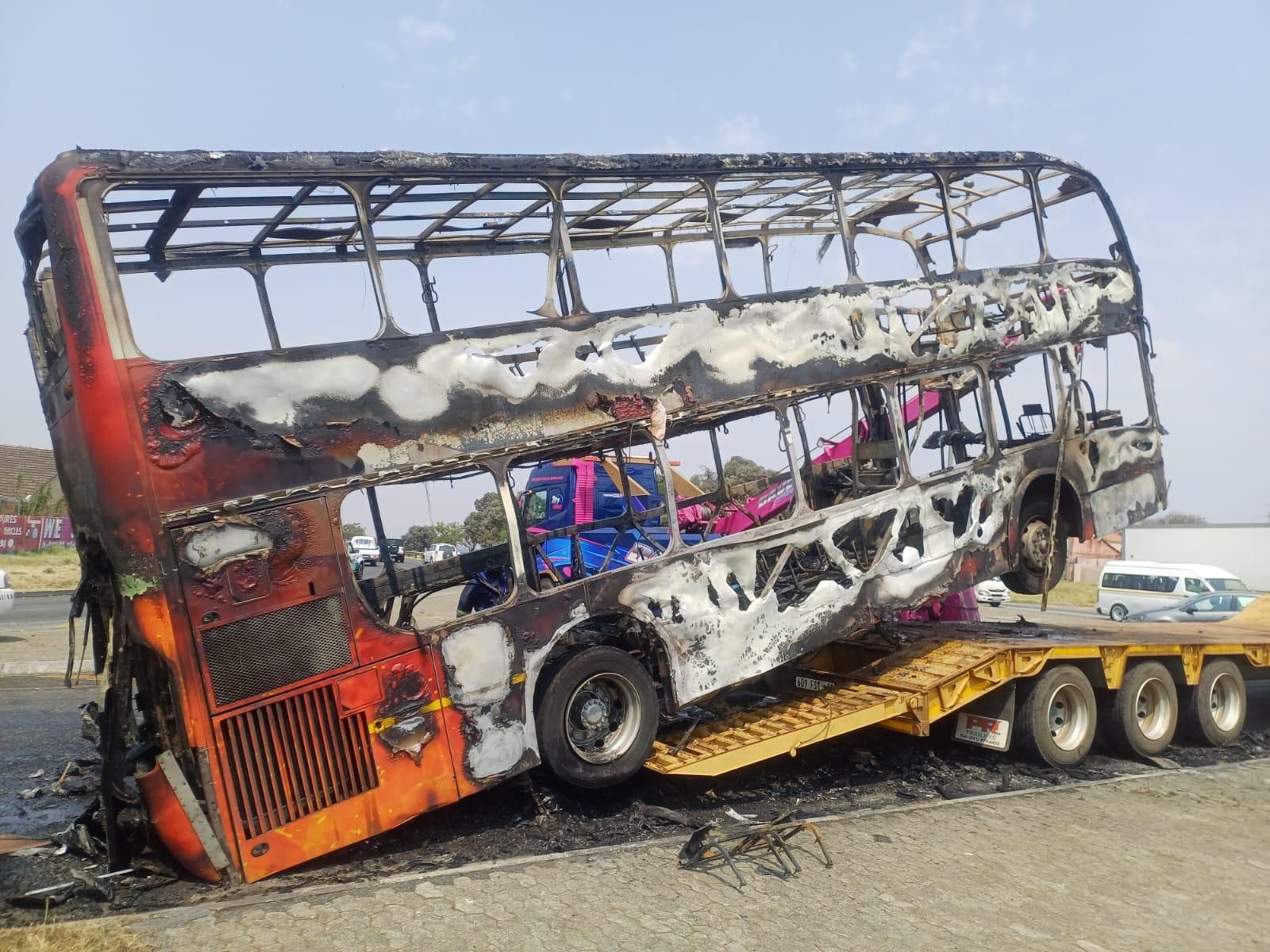 Driver escapes as Johannesburg bus catches fire on R59