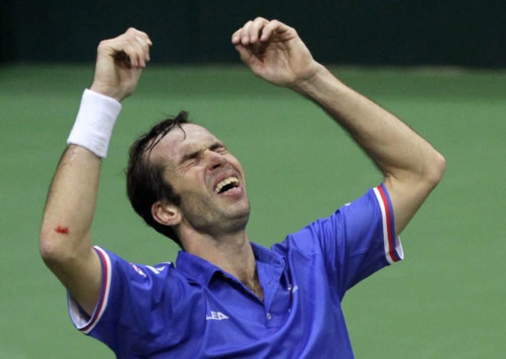 Stepanek jumps for joy after win