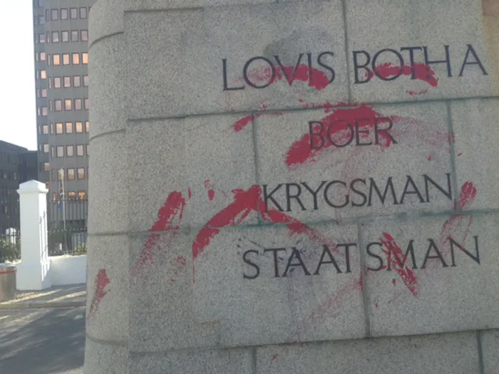 Two arrested for defacing Louis Botha statue