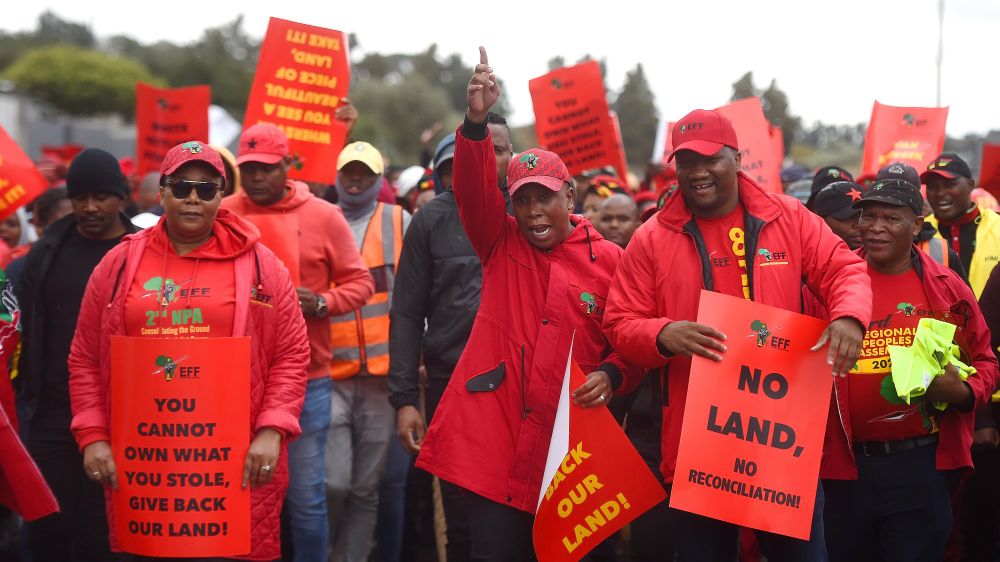WATCH: EFF members march to Johann Rupert’s businesses demanding ...