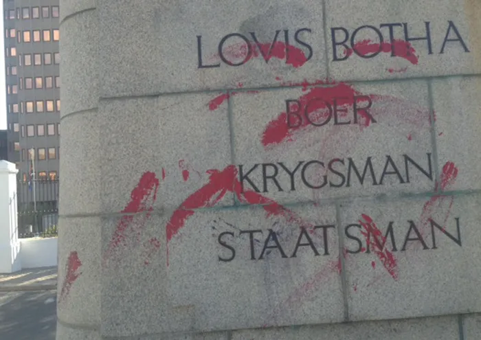 Two held for defacing Louis Botha statue