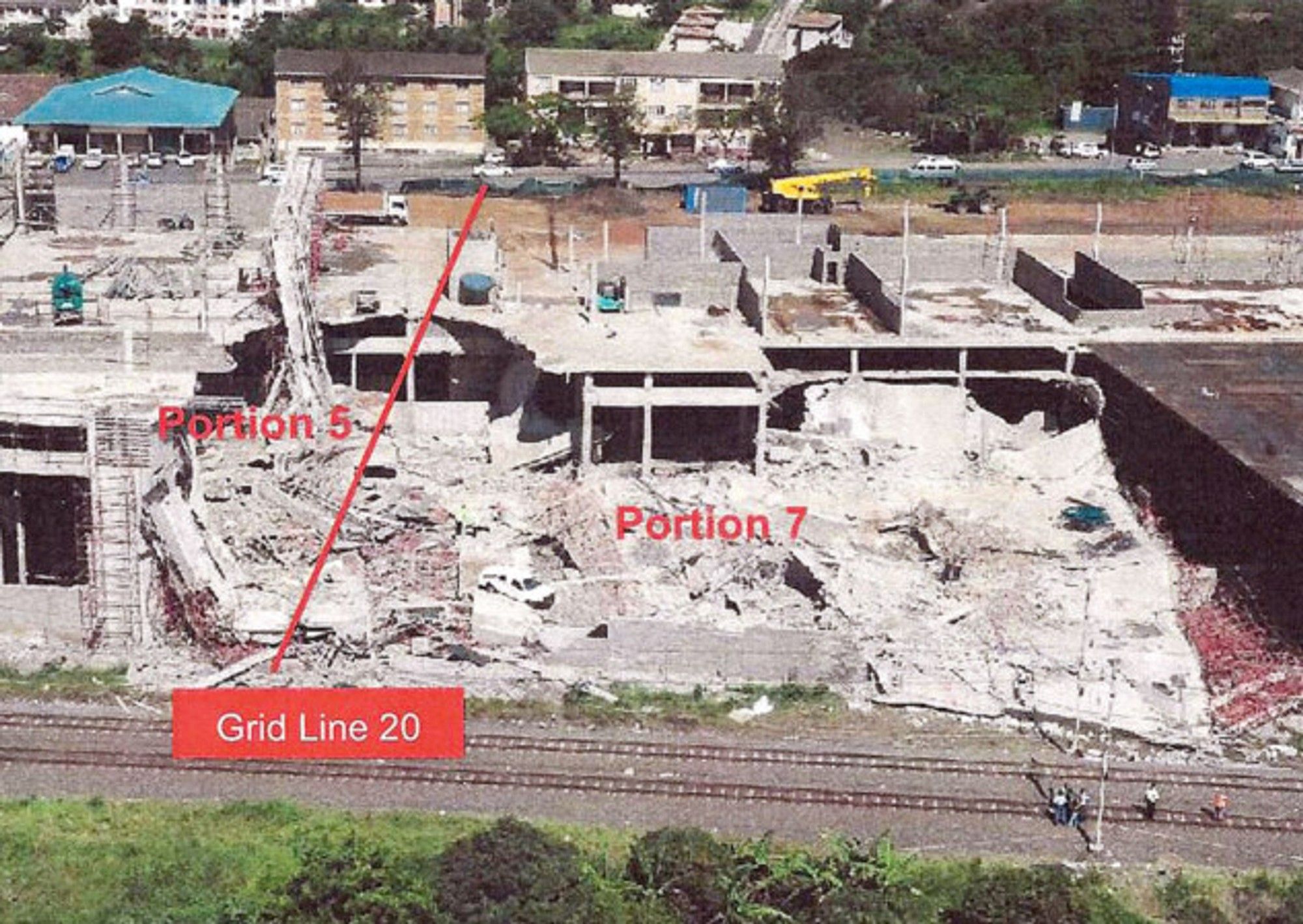 Too little steel in collapsed beam