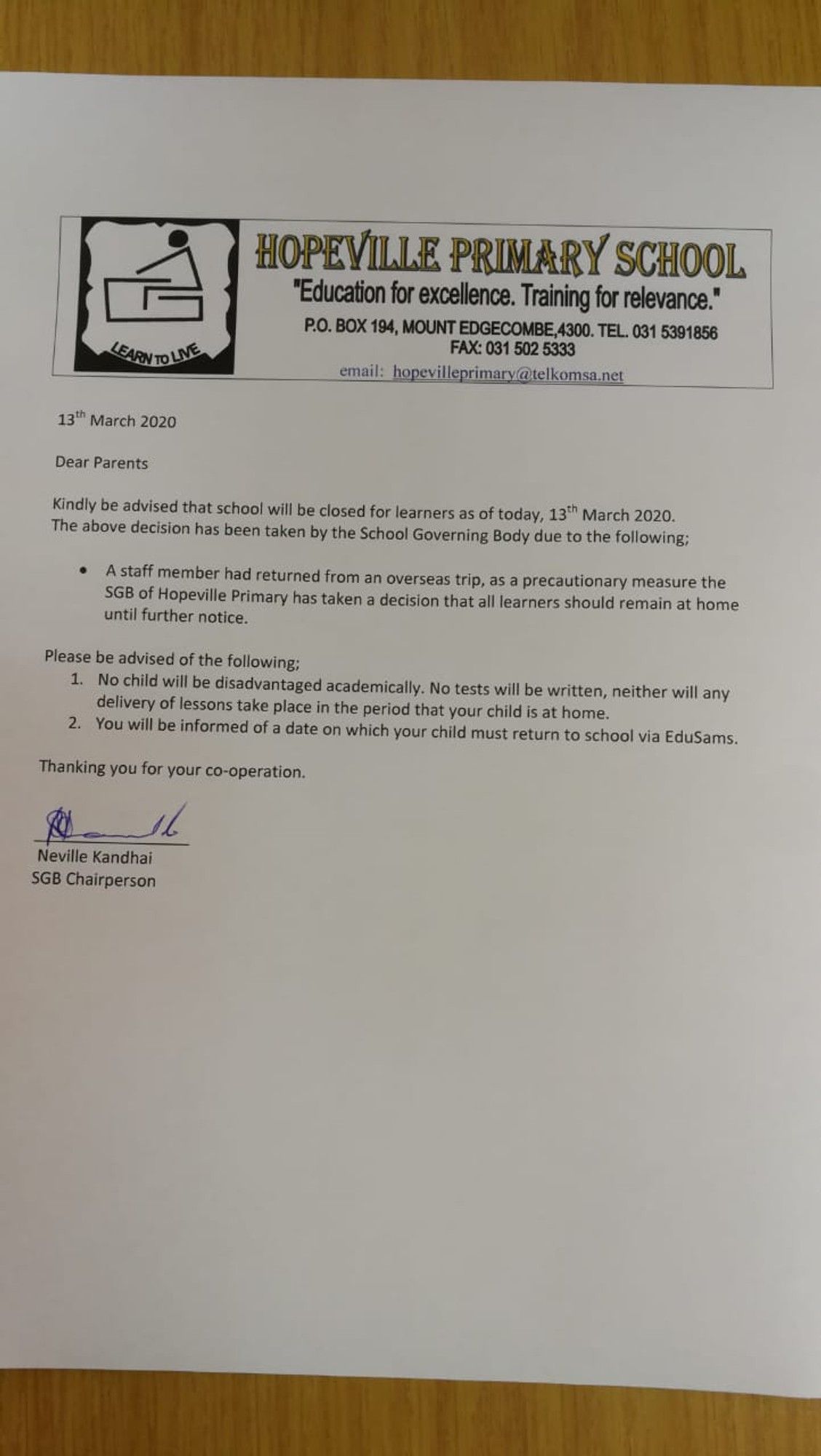 Coronavirus: Durban primary school closed as a precaution after staff member returns from ...