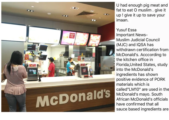 McDonald’s halaal warning a hoax