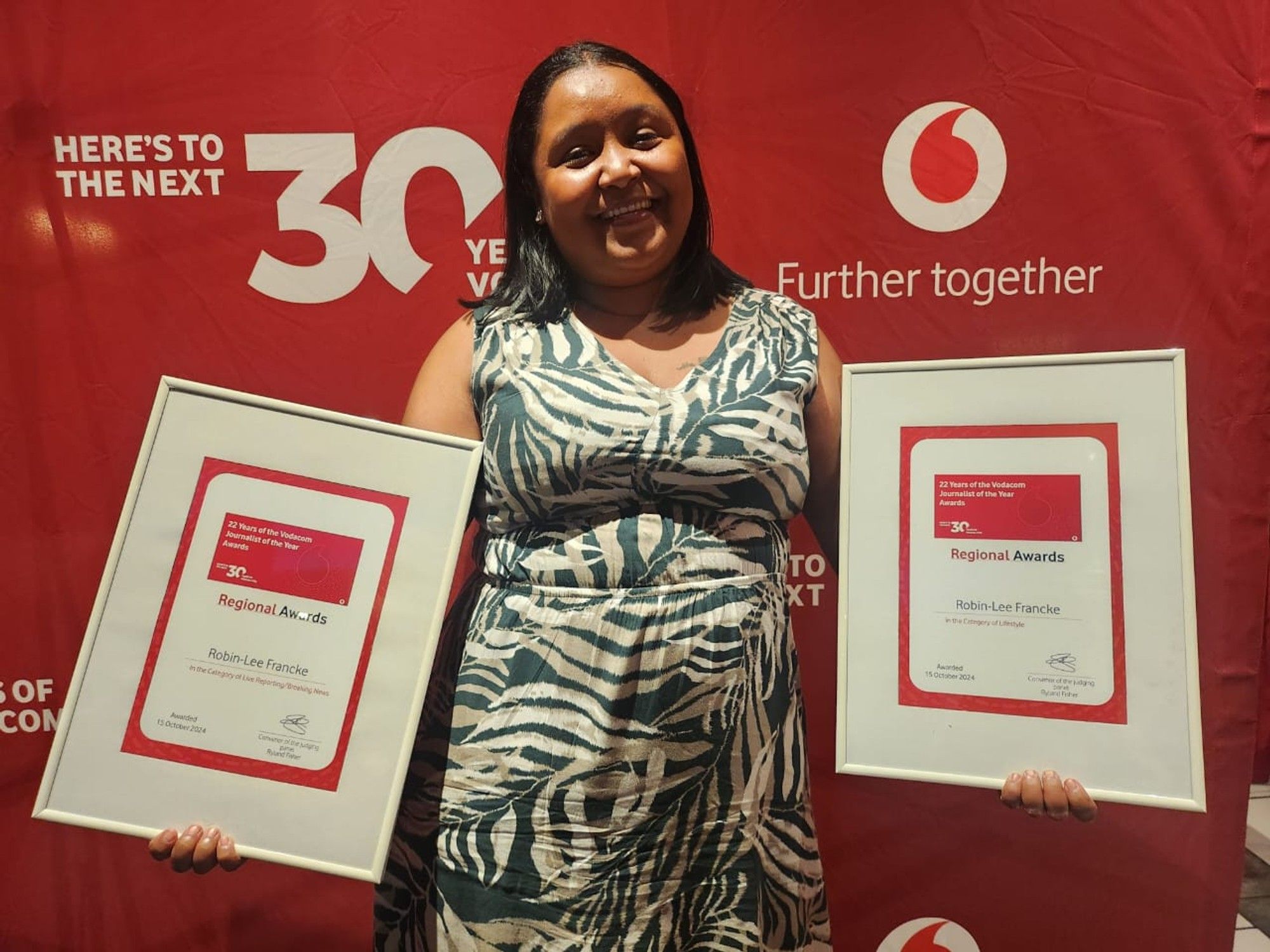 IOL reporter Robin-Lee Francke bags two awards in the 2024 Vodacom ...
