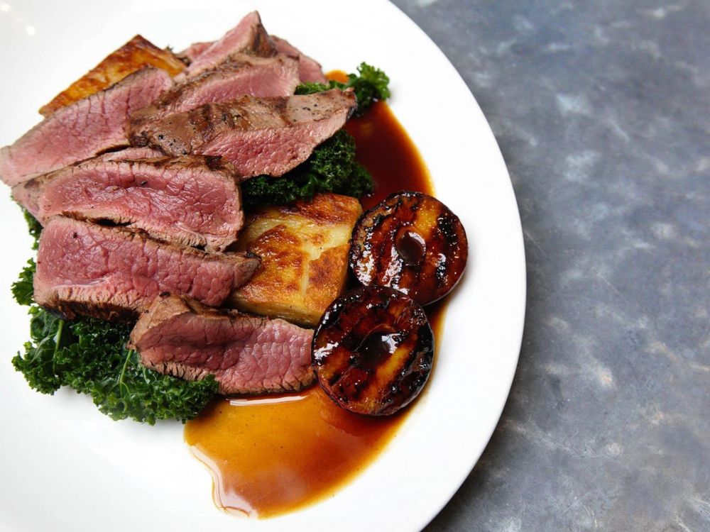 How to make venison, layered potato, kale and plum sauce