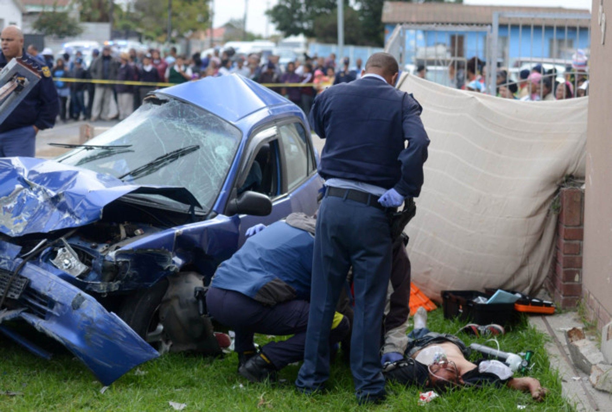 Alleged hijacker crashes into brick wall