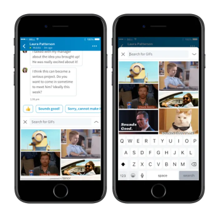 Users can search for GIFs on LinkedIn Messenger