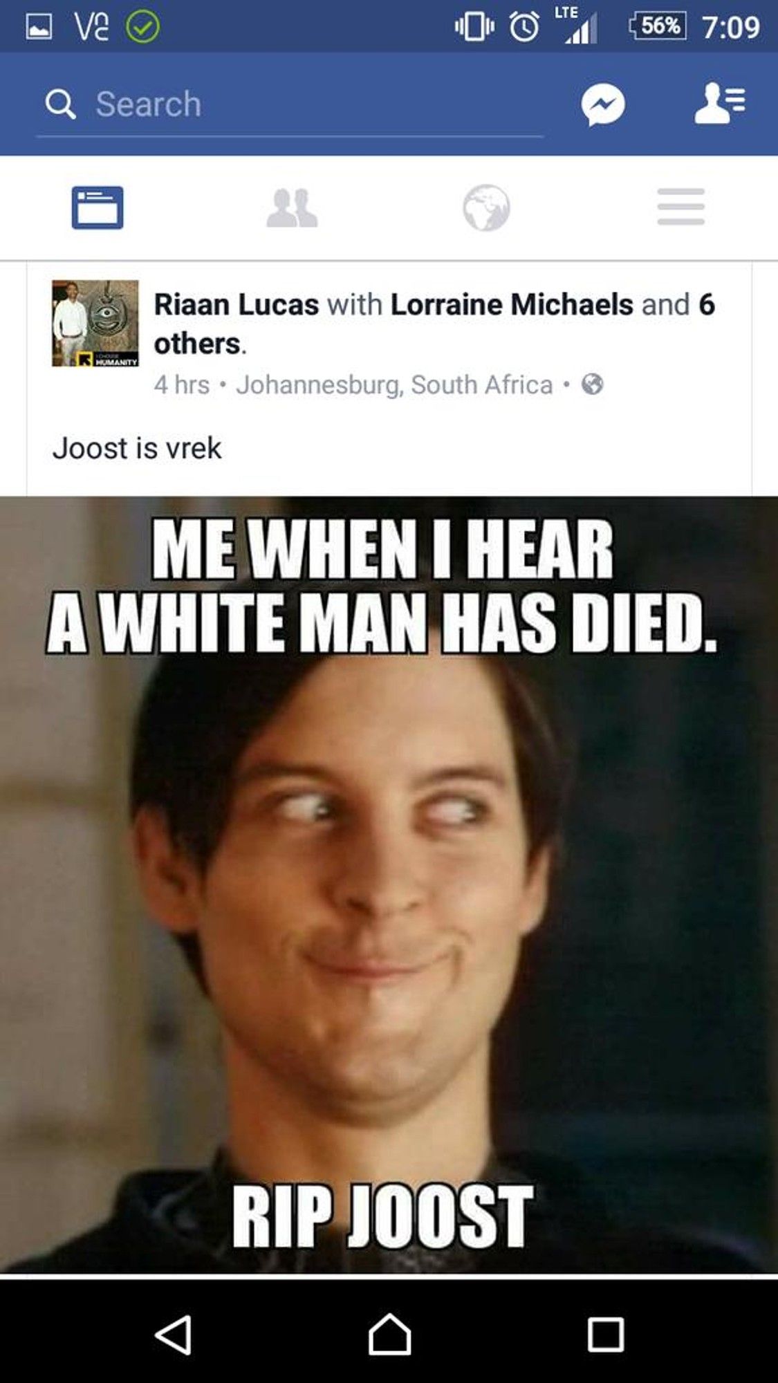 Backlash over racist meme about Joost's death