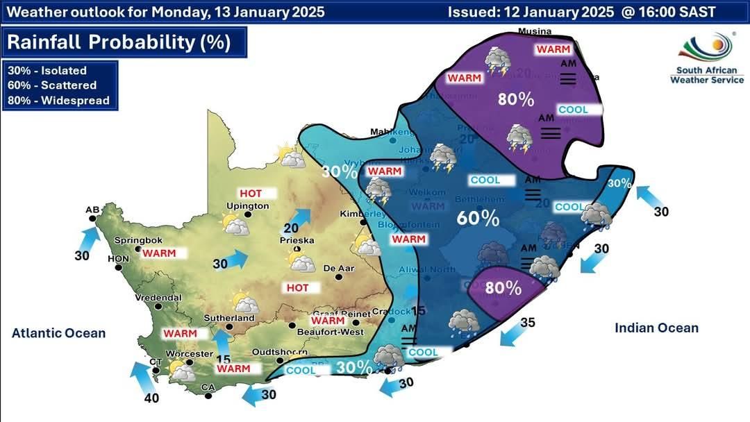 Flood Warnings issued for Limpopo and Eastern Cape as rain persists