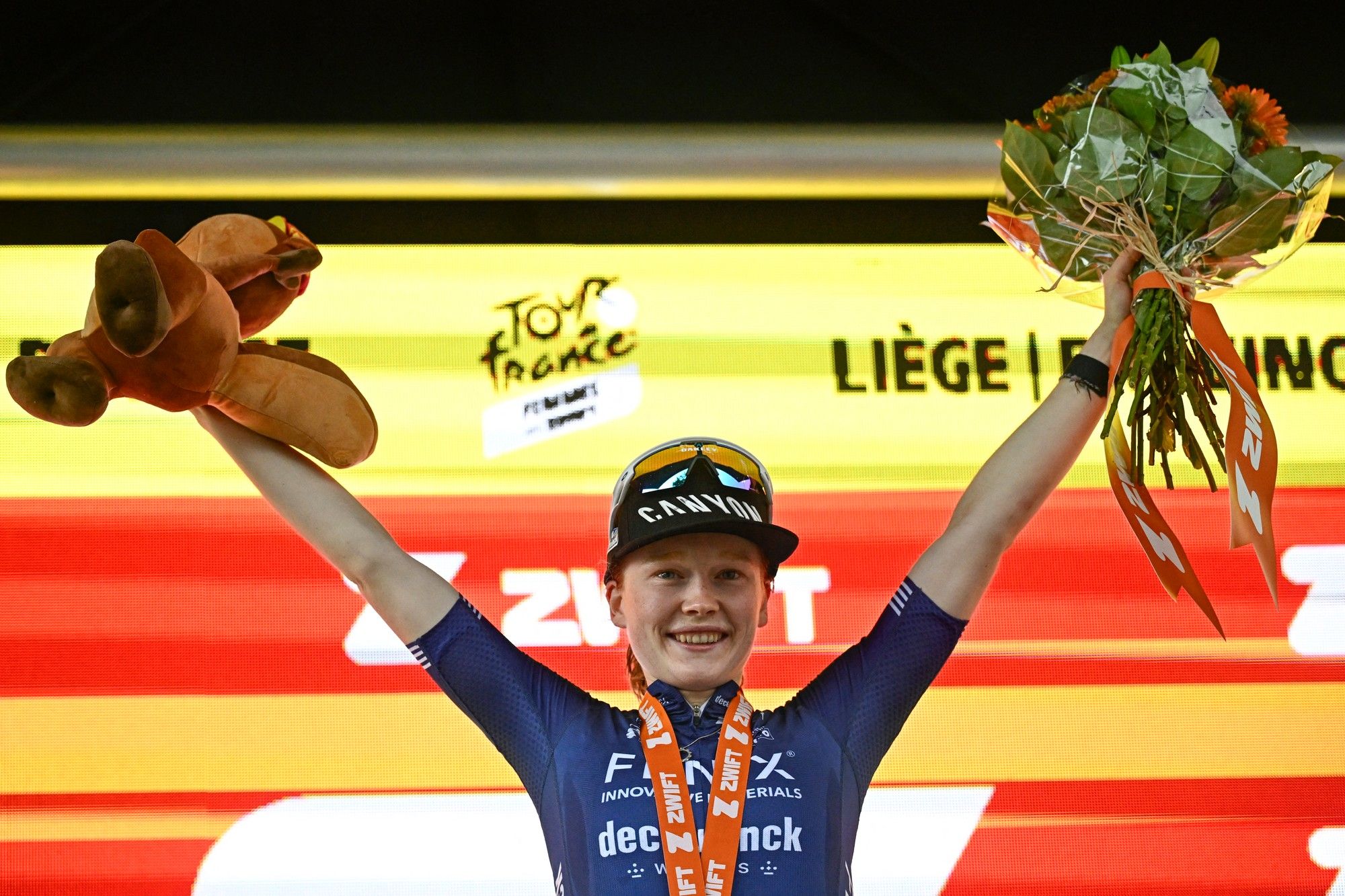 Rookie Puck Pieterse wins stage four of women's Tour de France
