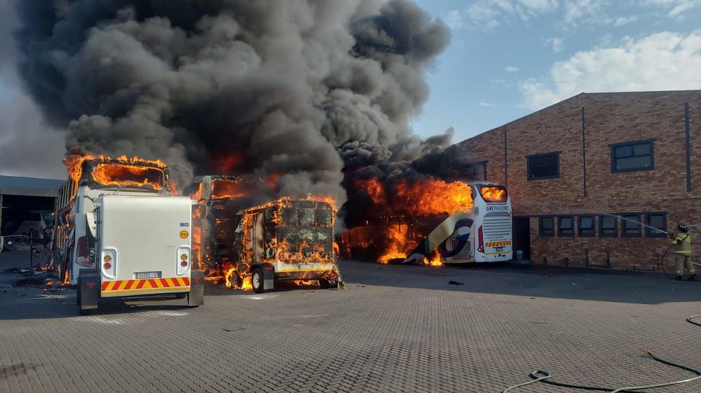 Three Greyhound buses destroyed in Boksburg depot fire