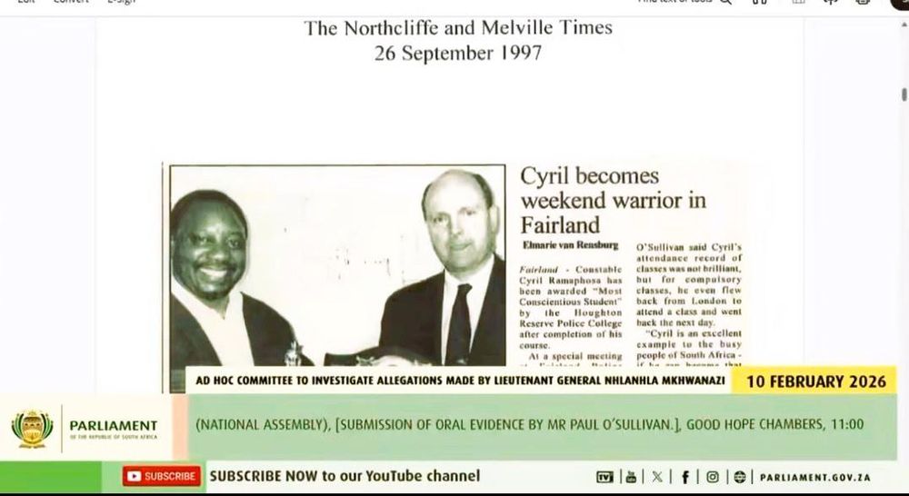 Paul O’Sullivan details to Parliament how he trained Cyril Ramaphosa as ...