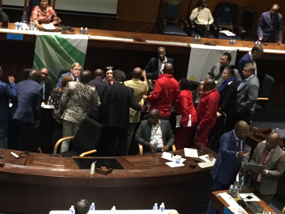 WATCH: Threats to remove Solly Msimanga as chaos erupts at council meeting