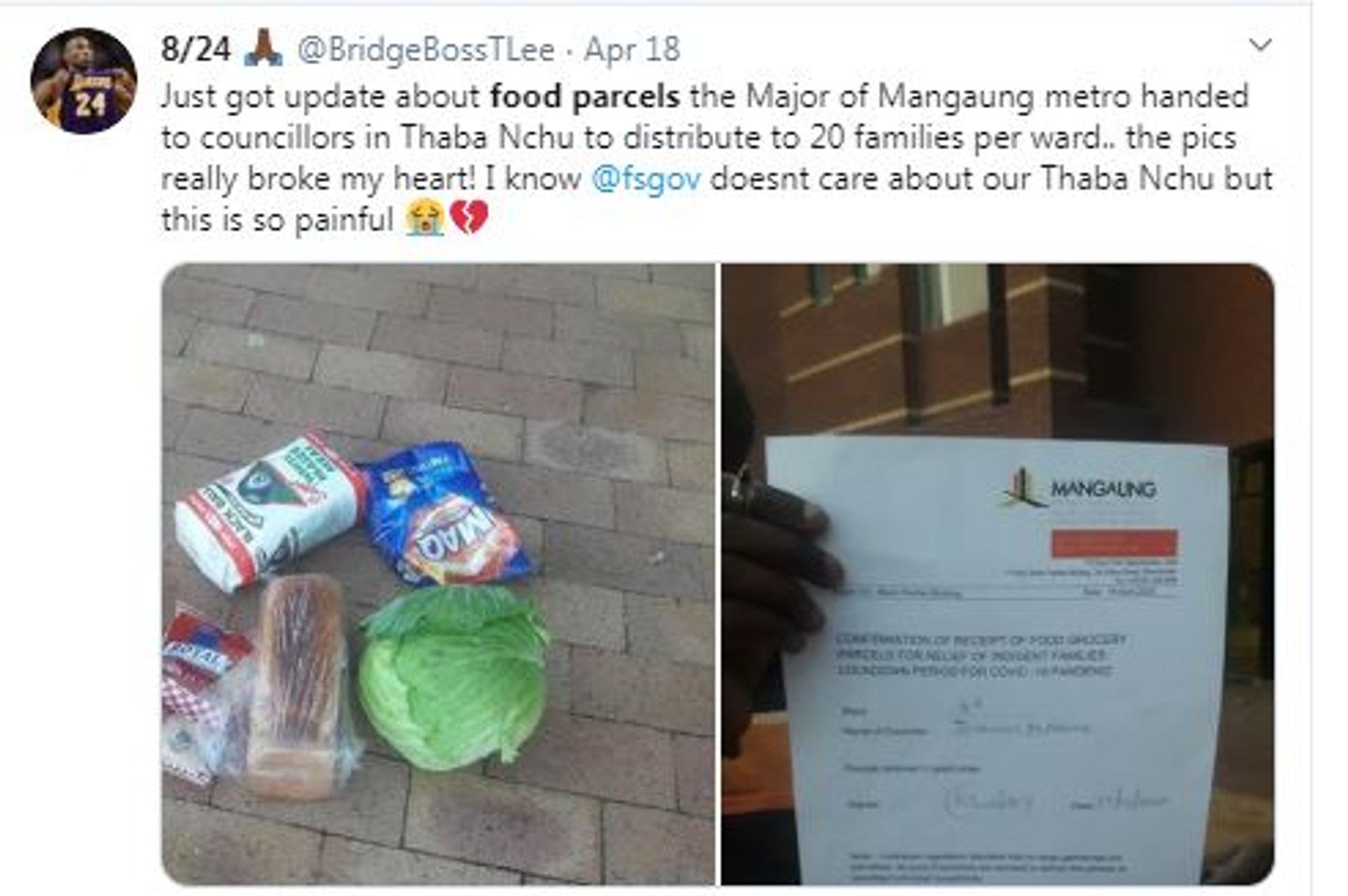 Food parcel corruption claims must be probed