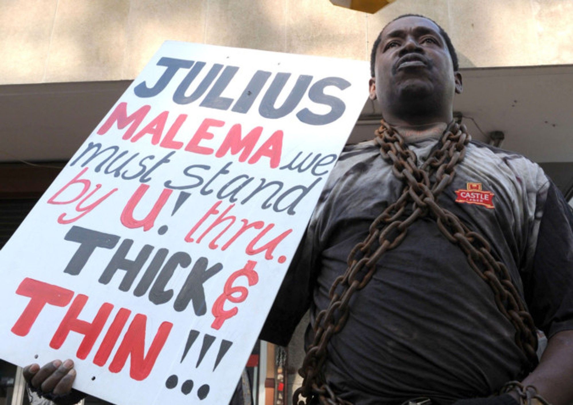 Man chained in support for Malema