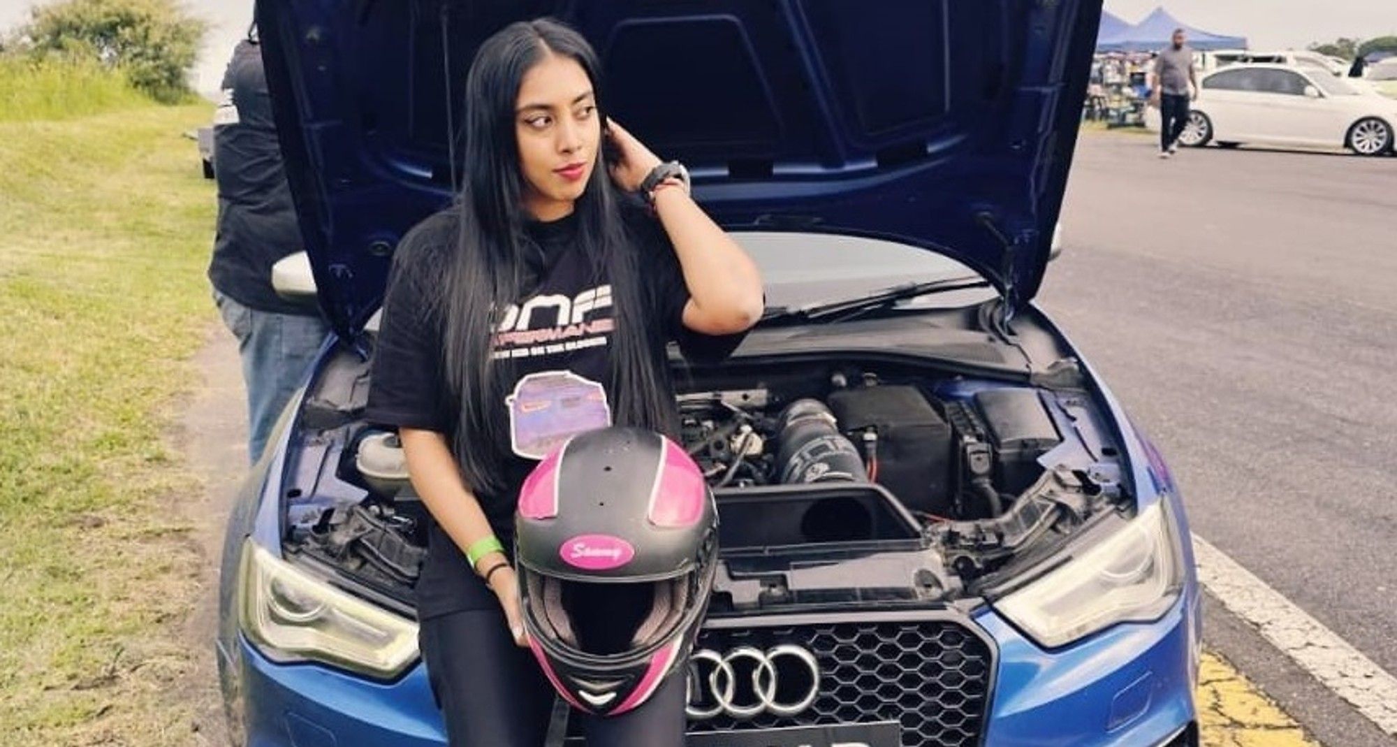 Drag racer gives the boys a run for their money