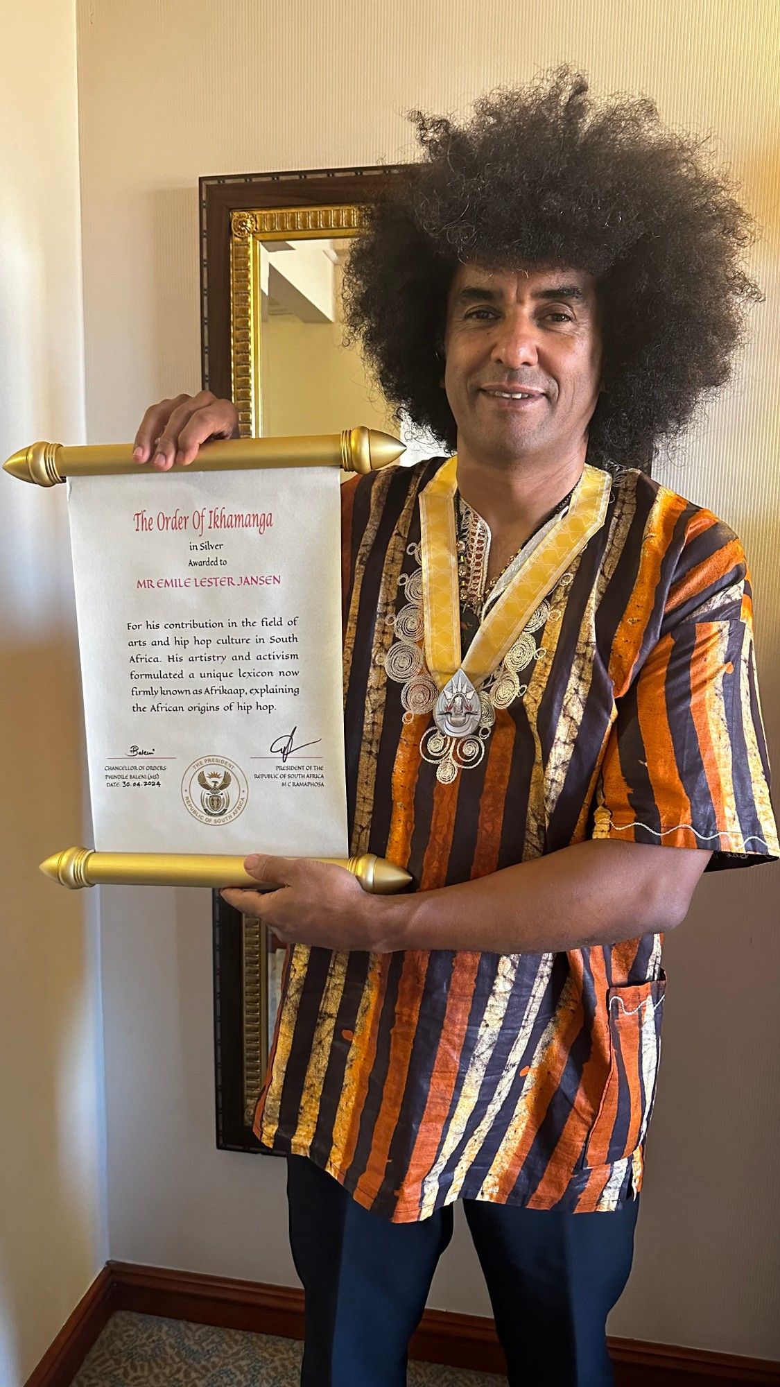Hip-hop legend Emile Jansen honoured with the Order of Ikhamanga in Silver