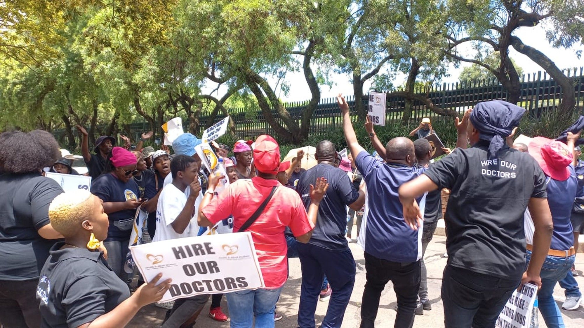 Unions protest outside Department of Health calling for absorption of ...