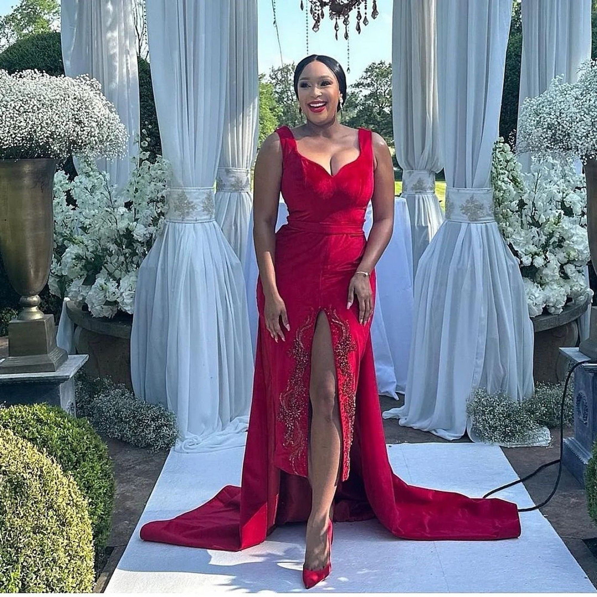 Mzansi celebs Minnie Dlamini, Sorisha Naidoo, Sarah Langa slay in red ...
