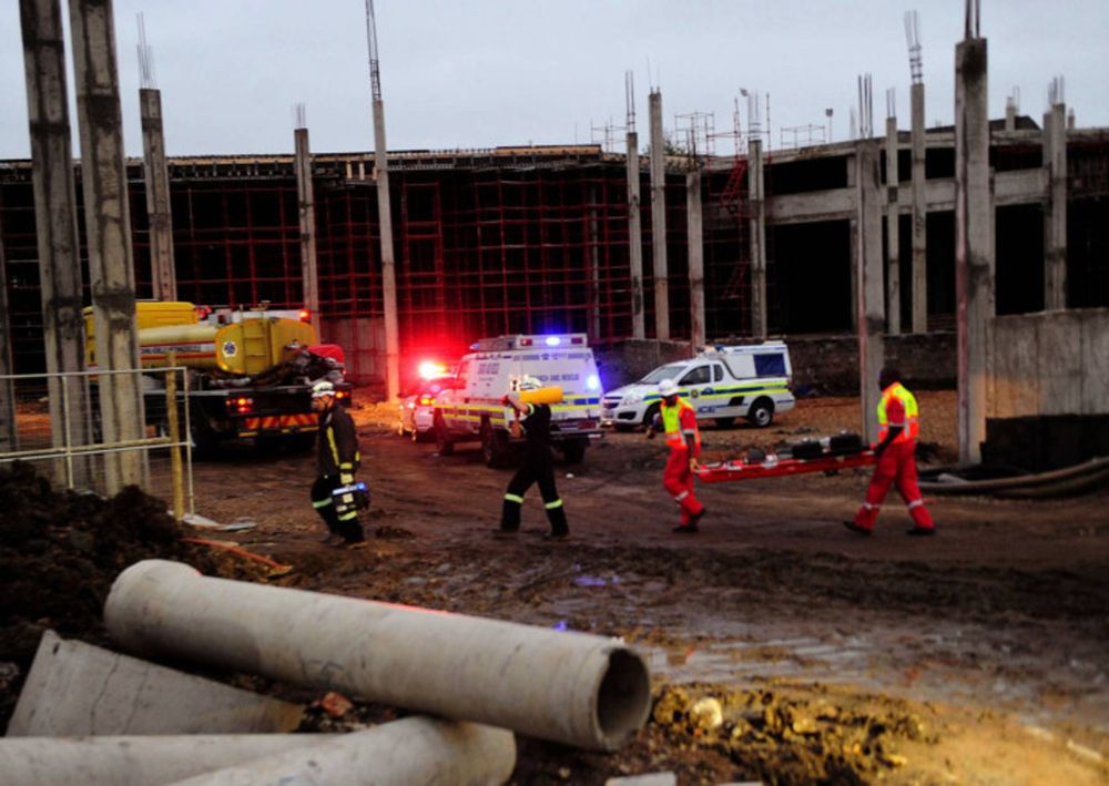 Steel bars missing at collapsed mall