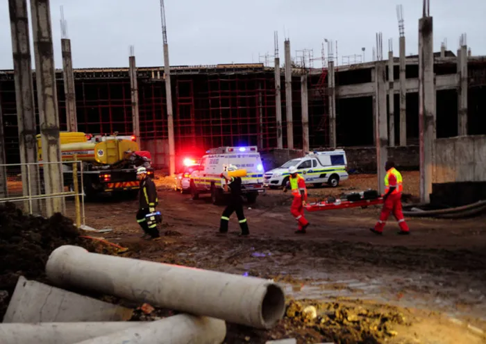 Steel bars missing at collapsed mall